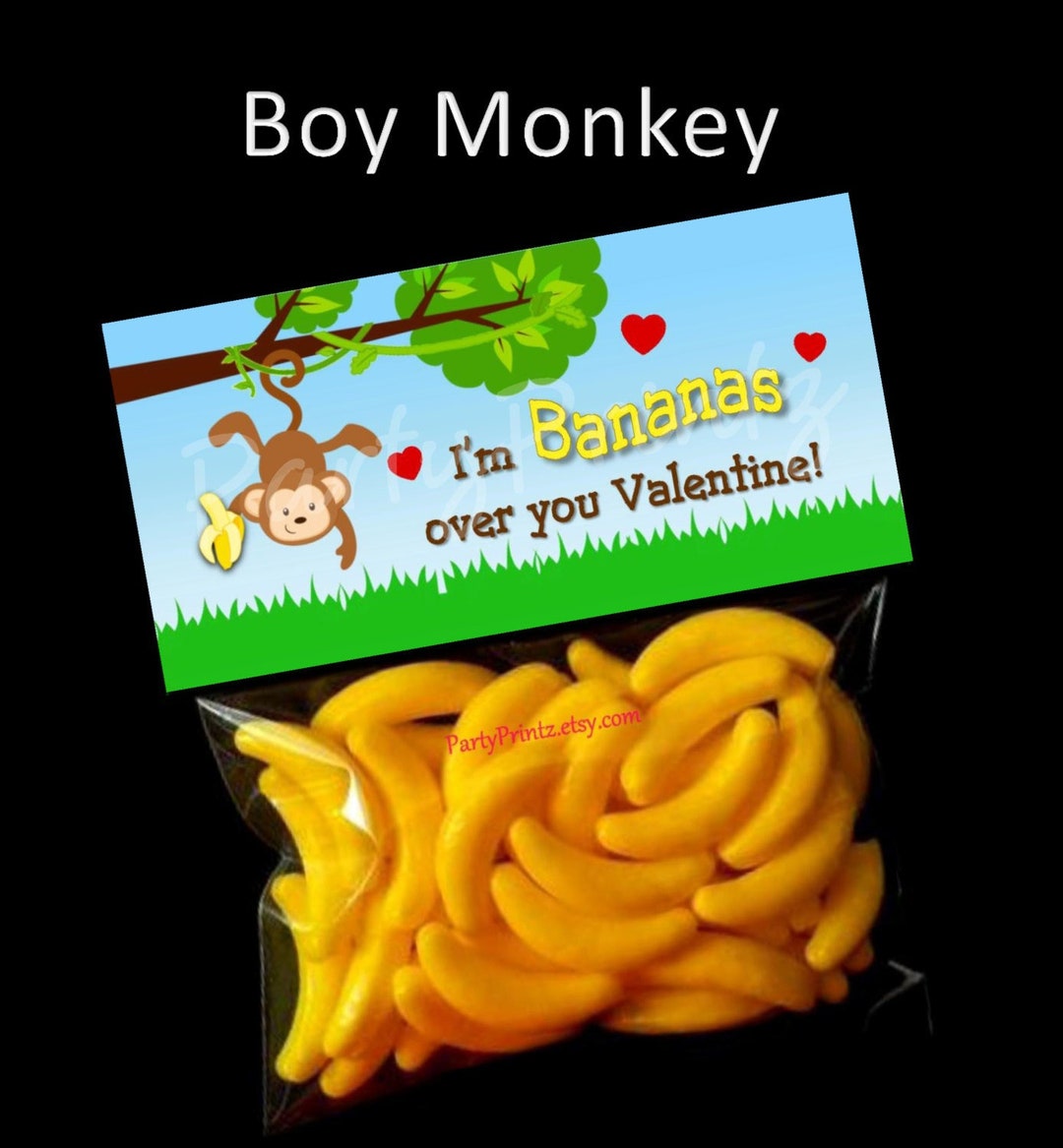Valentine Printable Treat Bag Topper - INSTANT DOWNLOAD - Bananas Over ...