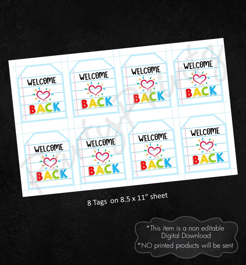 INSTANT DOWNLOAD - Printable - Tags - Welcome Back to School - Student ...