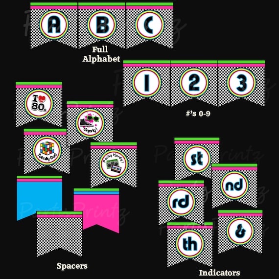 INSTANT DOWNLOAD - Printable Awesome 80's Banner - Birthday - Full ...