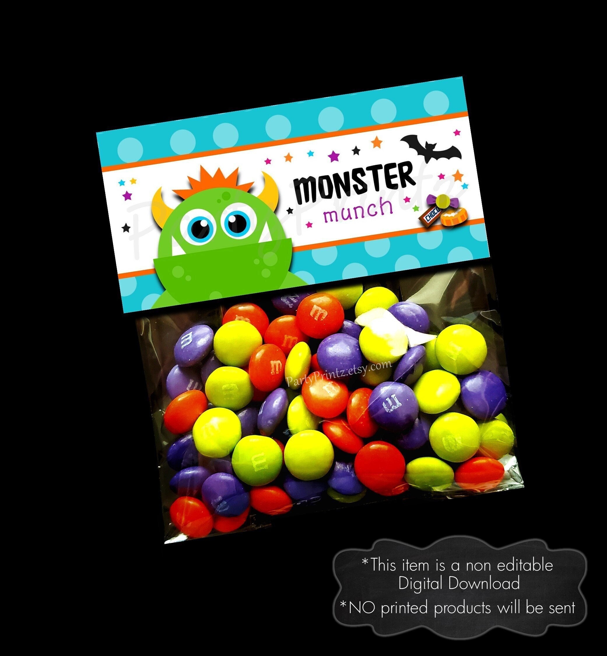 INSTANT DOWNLOAD Monster Munch Halloween Treat Bag Toppers - Etsy