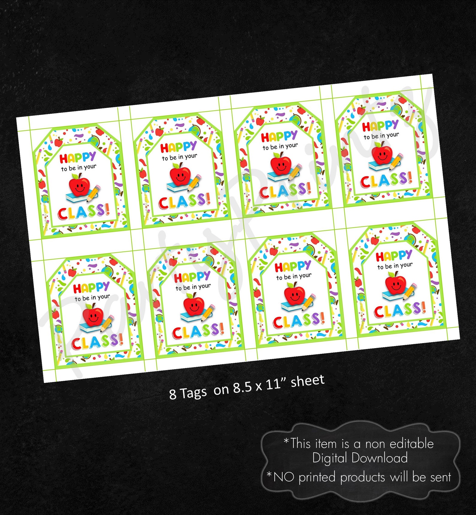 INSTANT DOWNLOAD - Printable - Tags - Happy to Be in Your Class- Back ...