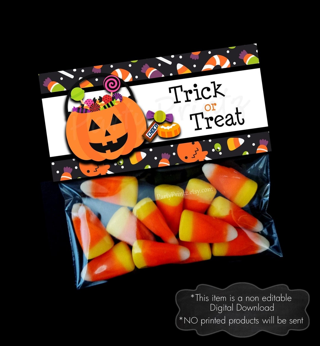 INSTANT DOWNLOAD - Trick or Treat - Jack O Lantern - Halloween Treat ...