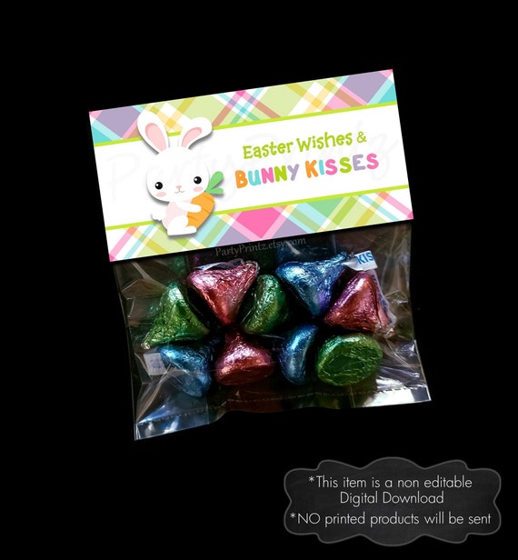 INSTANT DOWNLOAD - Printable Treat Bag Toppers - Bunny Kisses - Easter ...