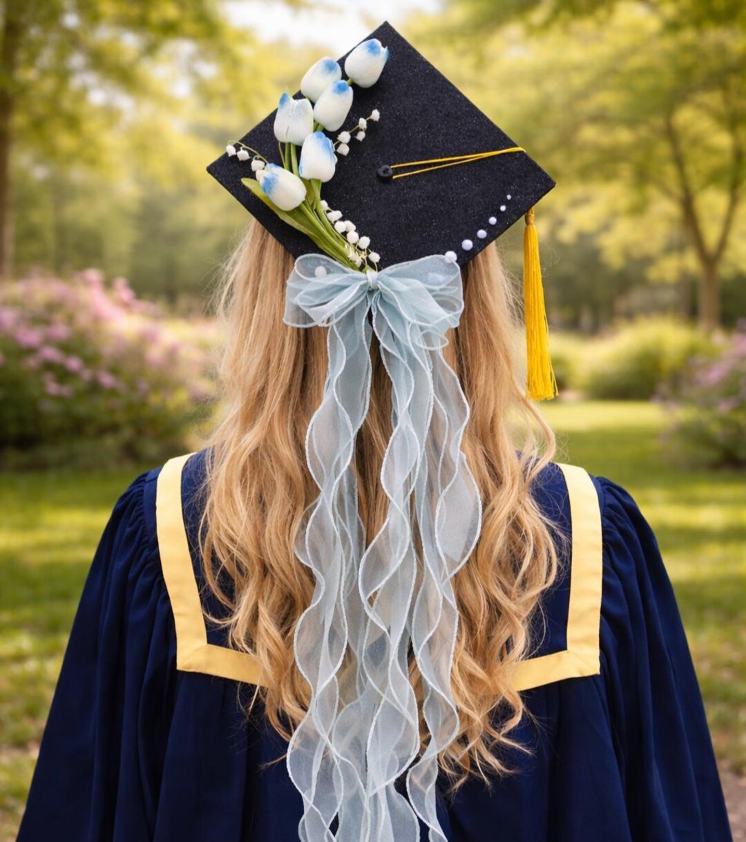 Custom Tulip Graduation Cap Topper Floral Grad Cap Decoration Elegant ...