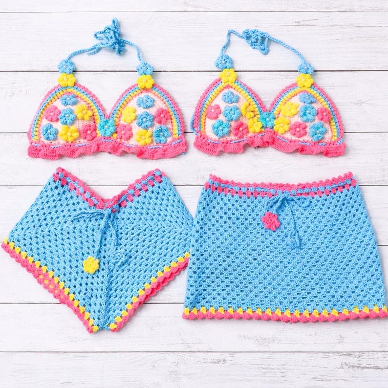 Crochet Daisy Bikini Top Pattern | Boho Flower Bikini | Festival ...