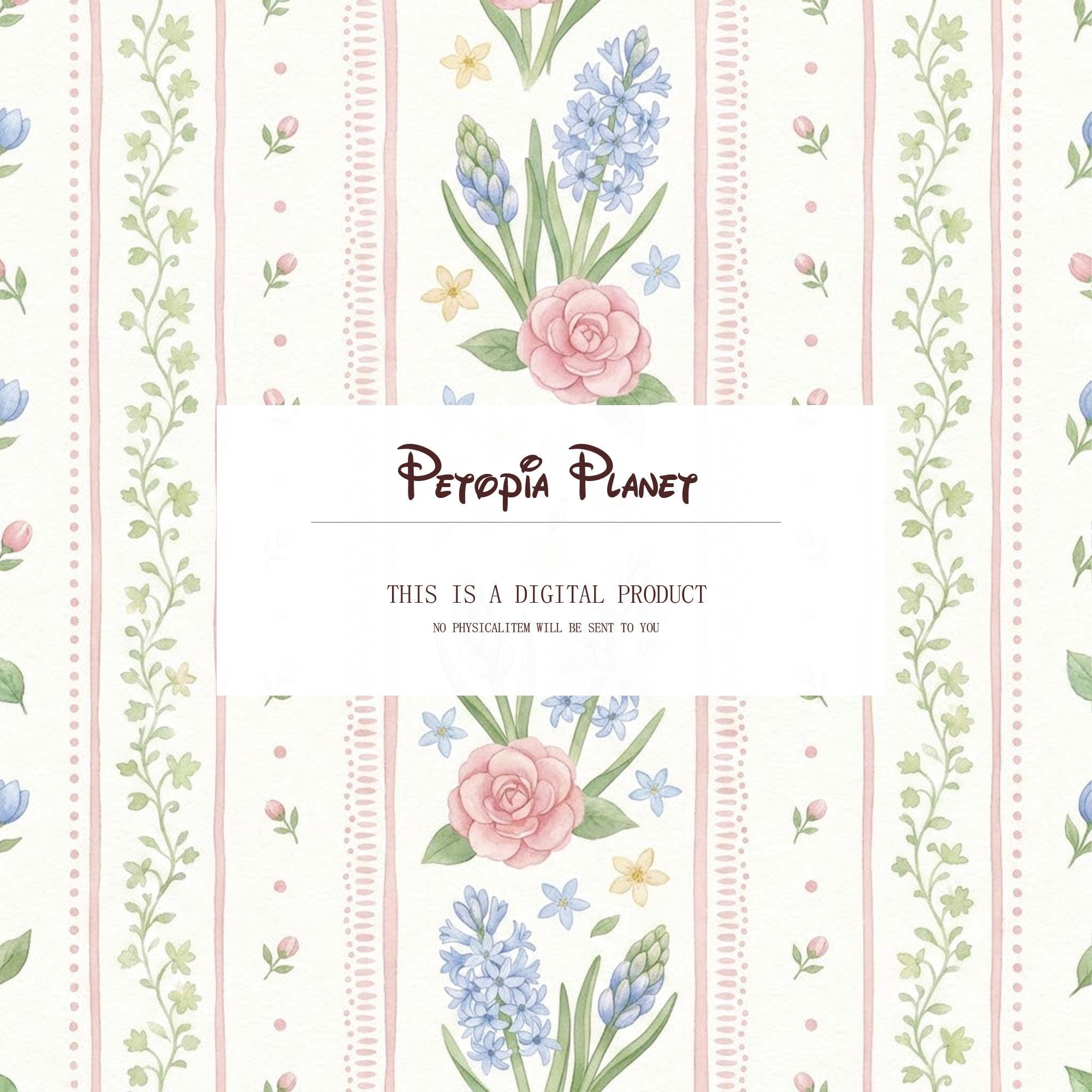 Watercolor Floral Stripe Seamless Pattern | Pink Rose & Blue Hyacinth ...