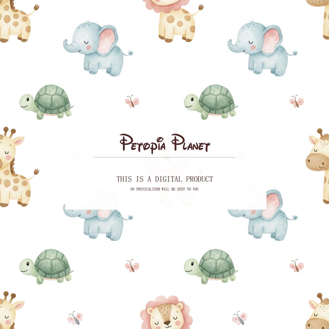 Safari Baby Animal Seamless Pattern, Watercolor Nursery Digital Paper ...