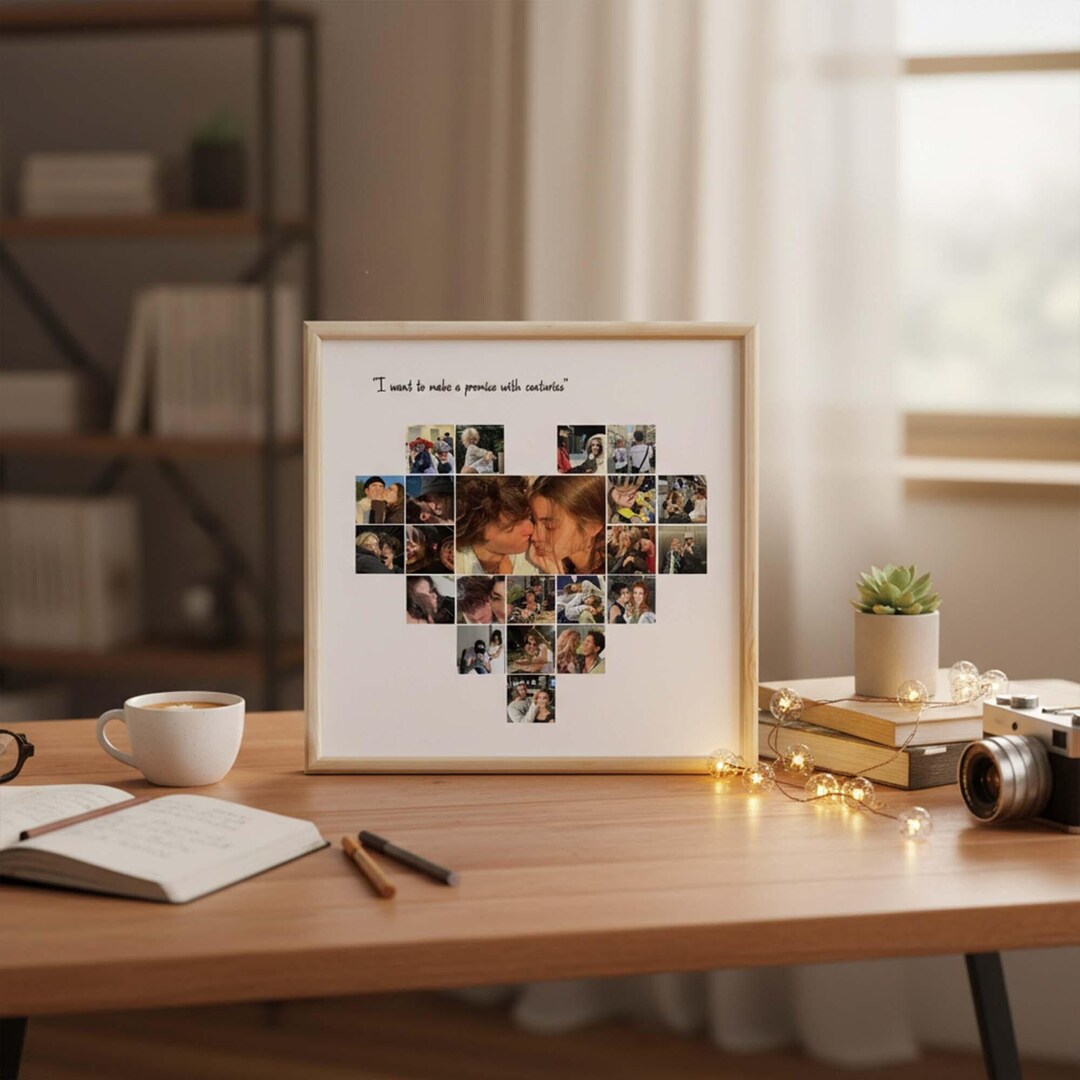 Custom Heart Photo Collage for Couples, Romantic Anniversary Gift ...