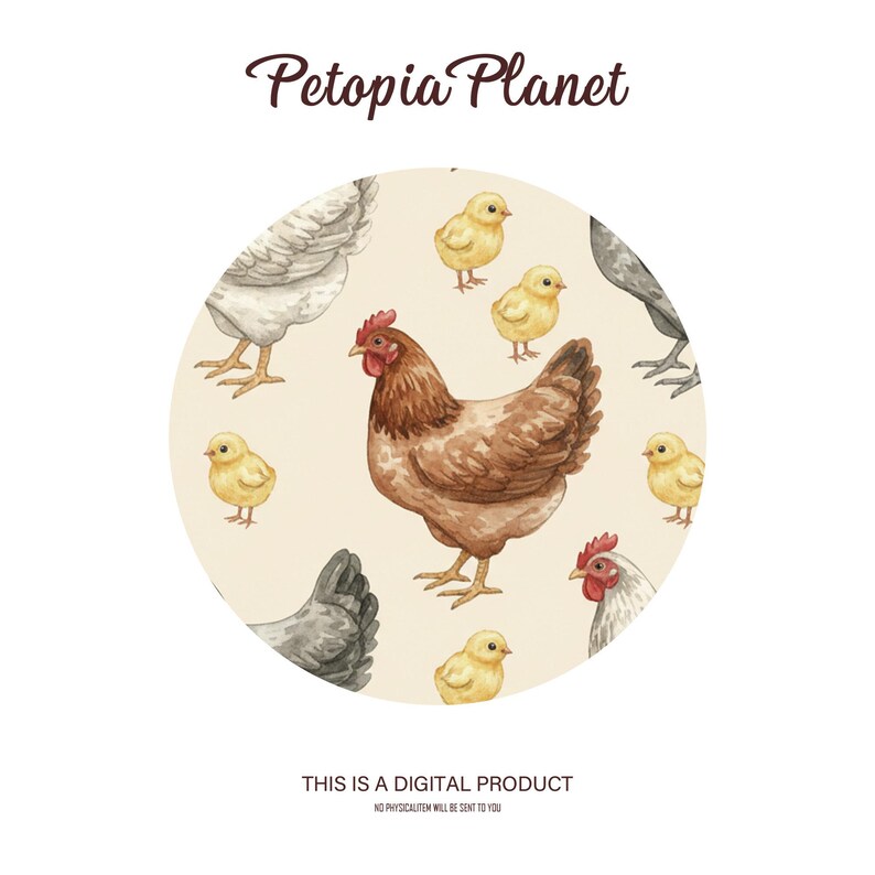 Watercolor Chicken Seamless Pattern | Farm Animal Digital Paper ...