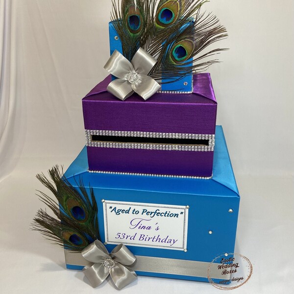 Peacock Wedding Card Box - Etsy