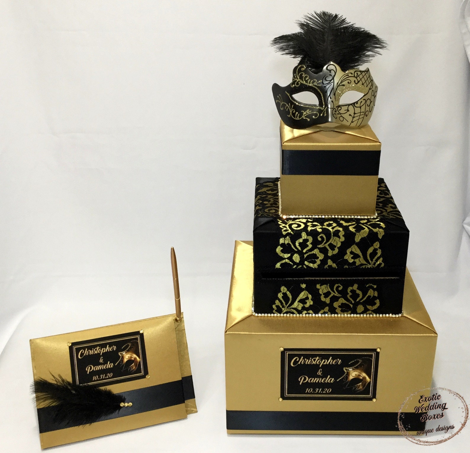 Masquerade Themed Card Box and Matching Guest Book-pen Set | Etsy