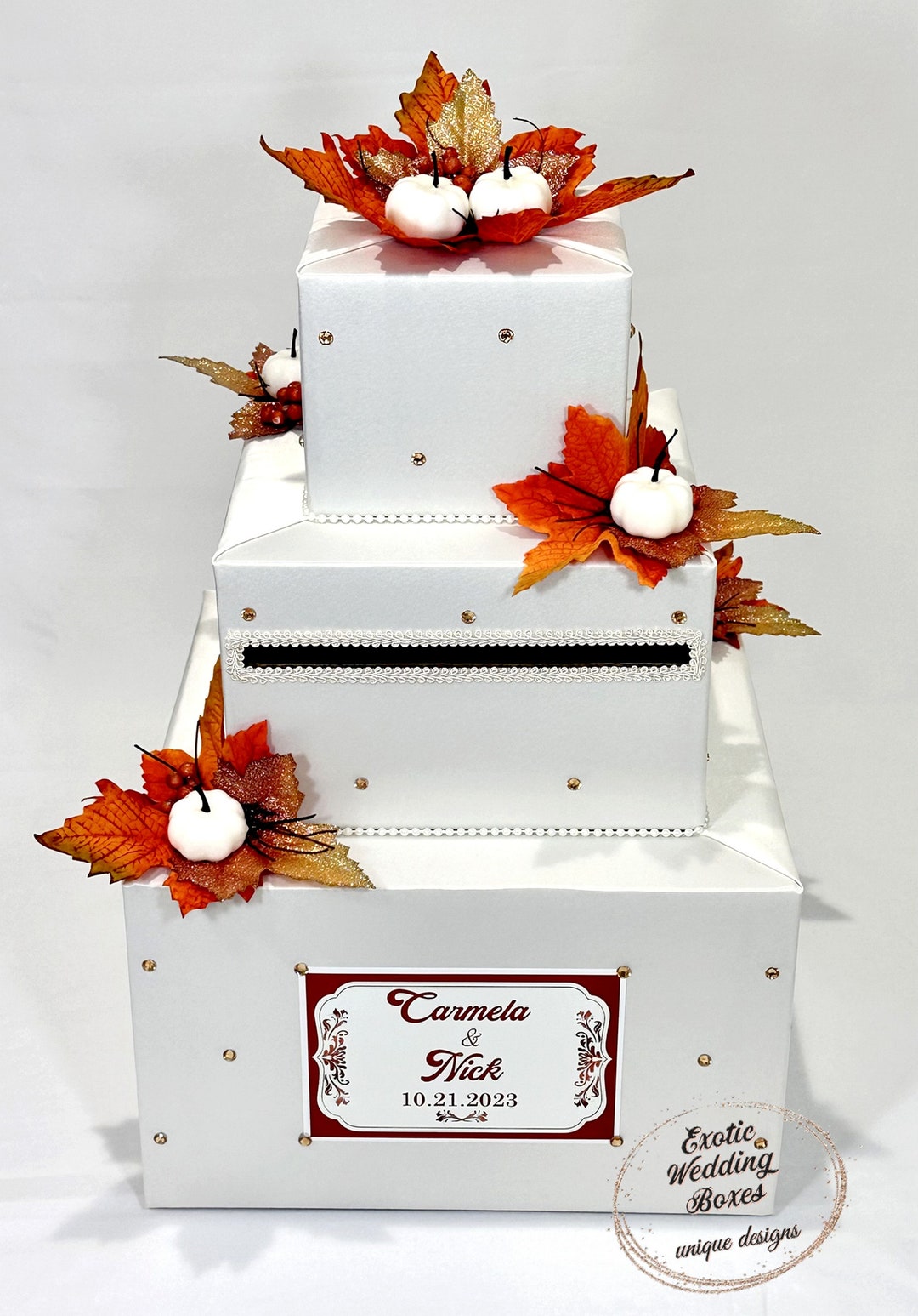 Fall Theme With White Pumpkins Wedding Card Box - Etsy