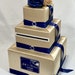 Champagne and Navy Blue Card Box-flowers, Rhinestone Accents - Etsy