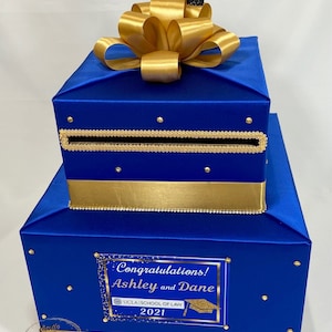 Graduation Card Box in Royal Blue and Gold, Graduation Card Holder - Etsy