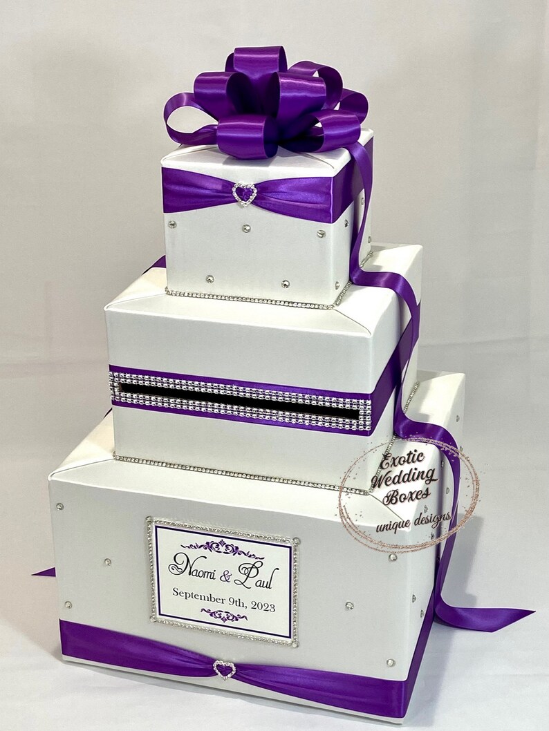 Ivory and Royal Purple Wedding Card Box and Matching Guest Book With ...
