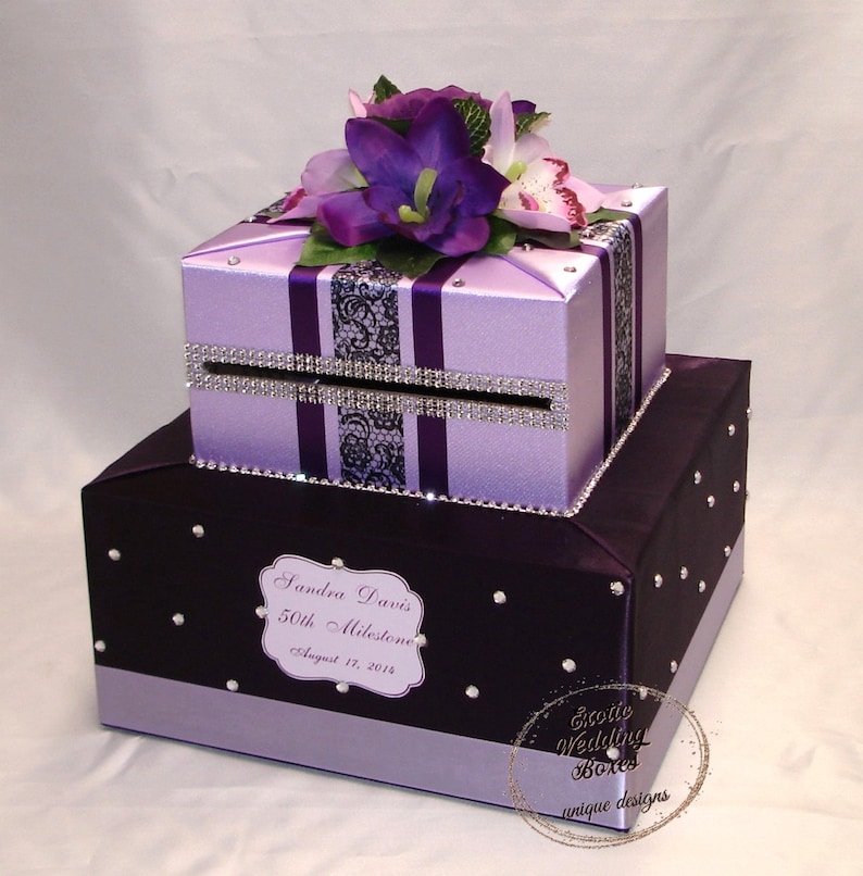 Eggplant/lavenderlilaccard Box-any Colors-rhinestone | Etsy