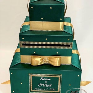 Emerald Green and Gold Wedding Card Box and Guest Book, Emerald Green ...
