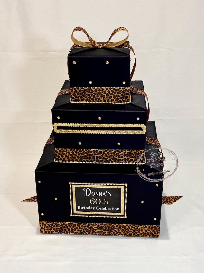 Cheetah Print/leopard Print Wedding Card Box-gold Rhinestones - Etsy
