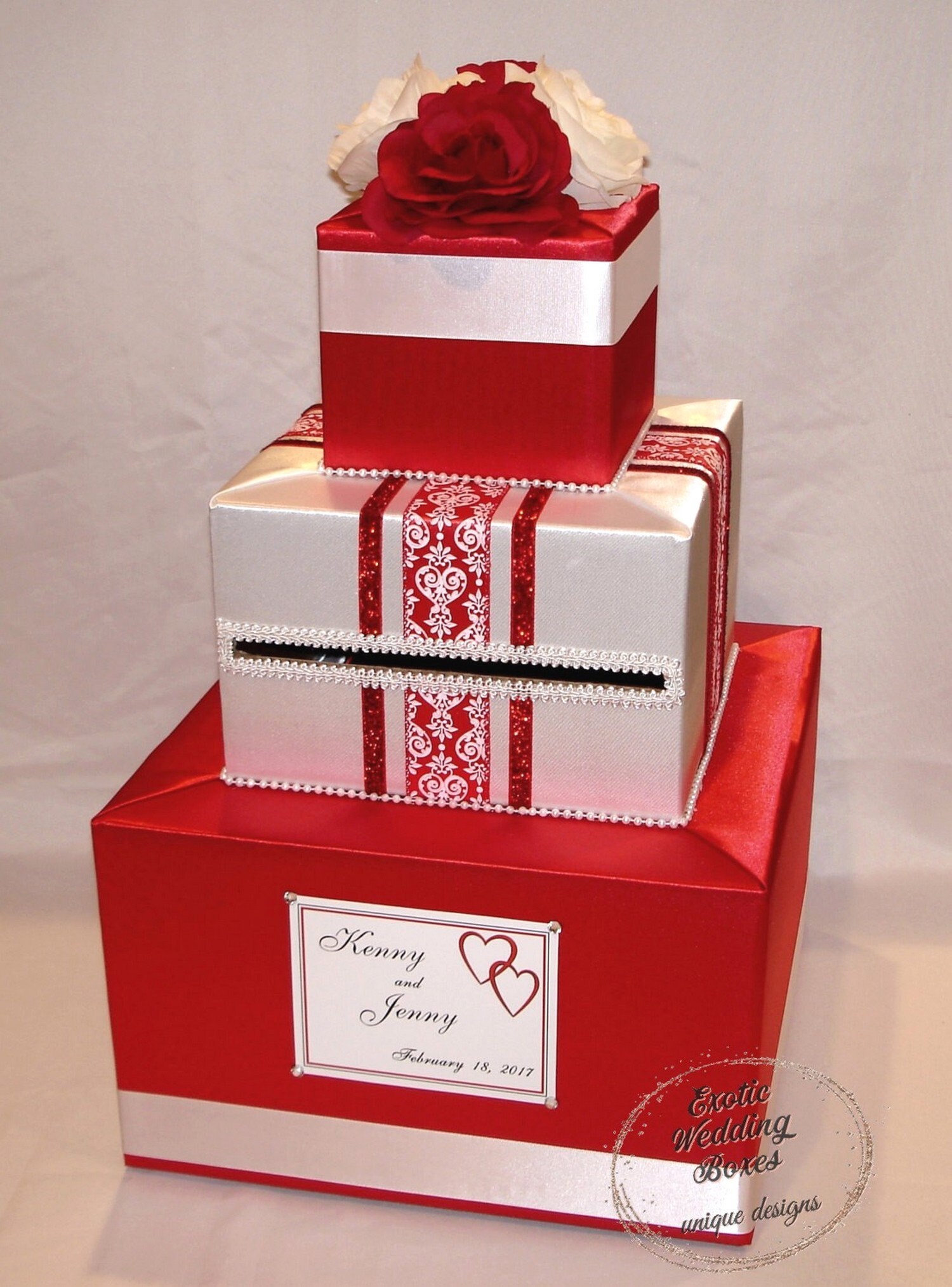 Red and Ivory Wedding Card Box/card Holder | Etsy