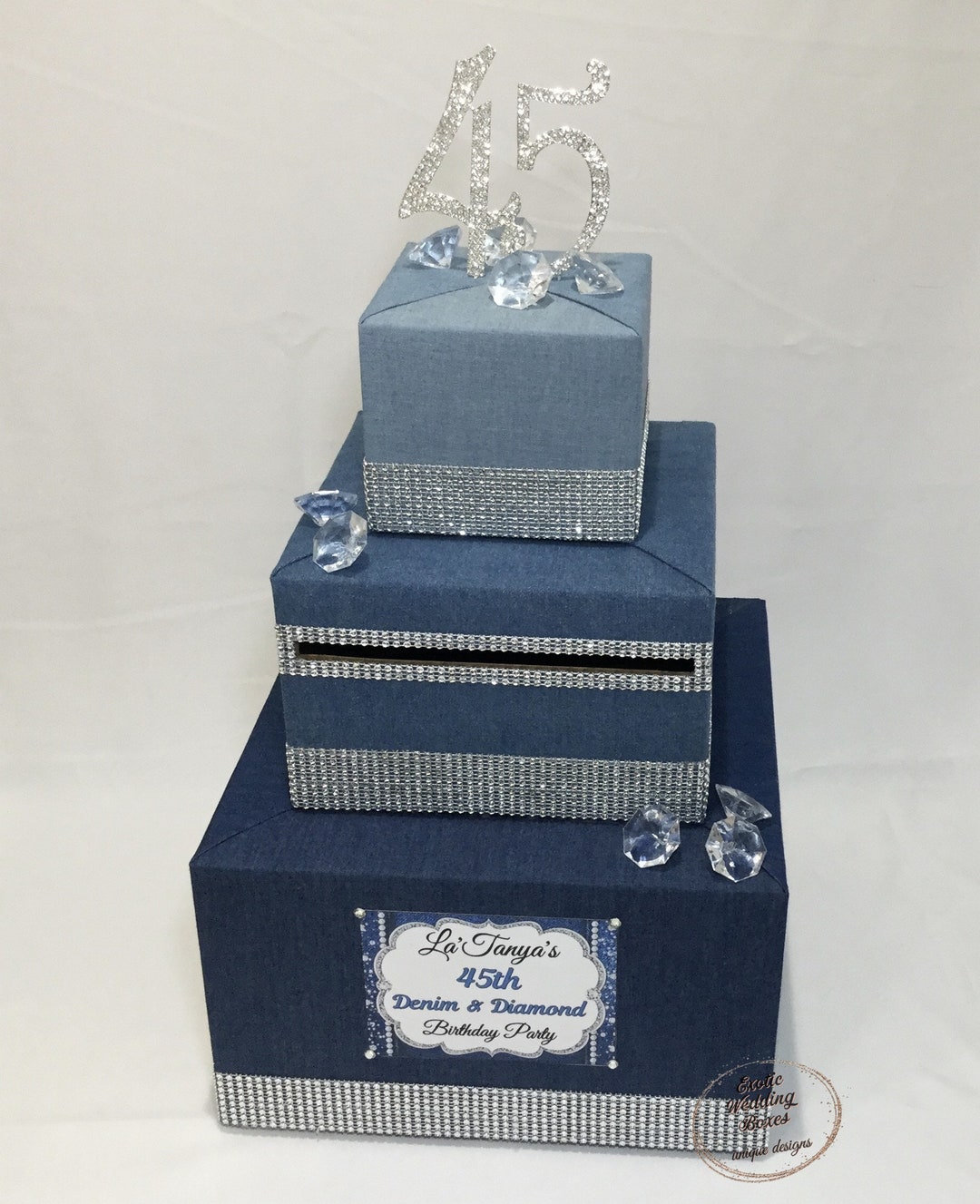 DENIM & DIAMONDS Theme Card Box, Card Holder - Etsy