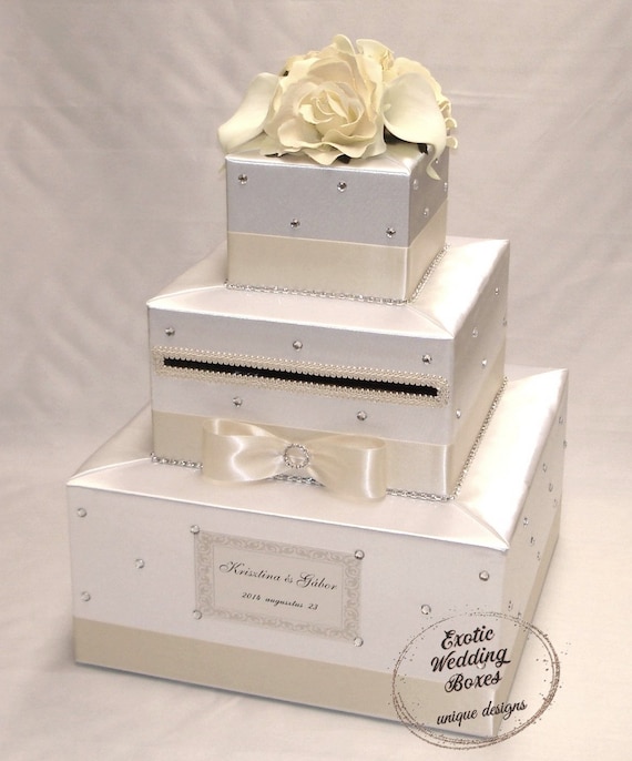 Elegant Custom made Wedding Card Box-white-ivory any color | Etsy