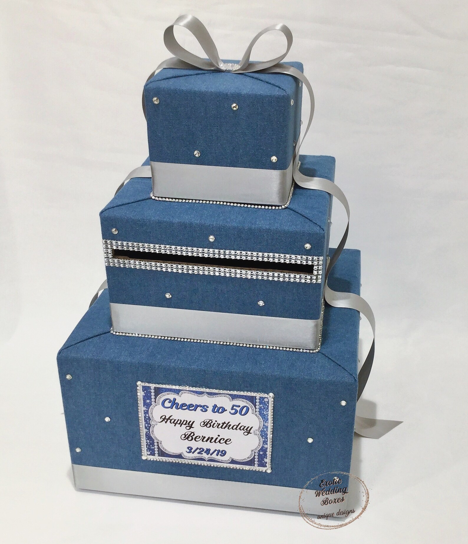 Denim & Diamonds Theme Card Box - Etsy