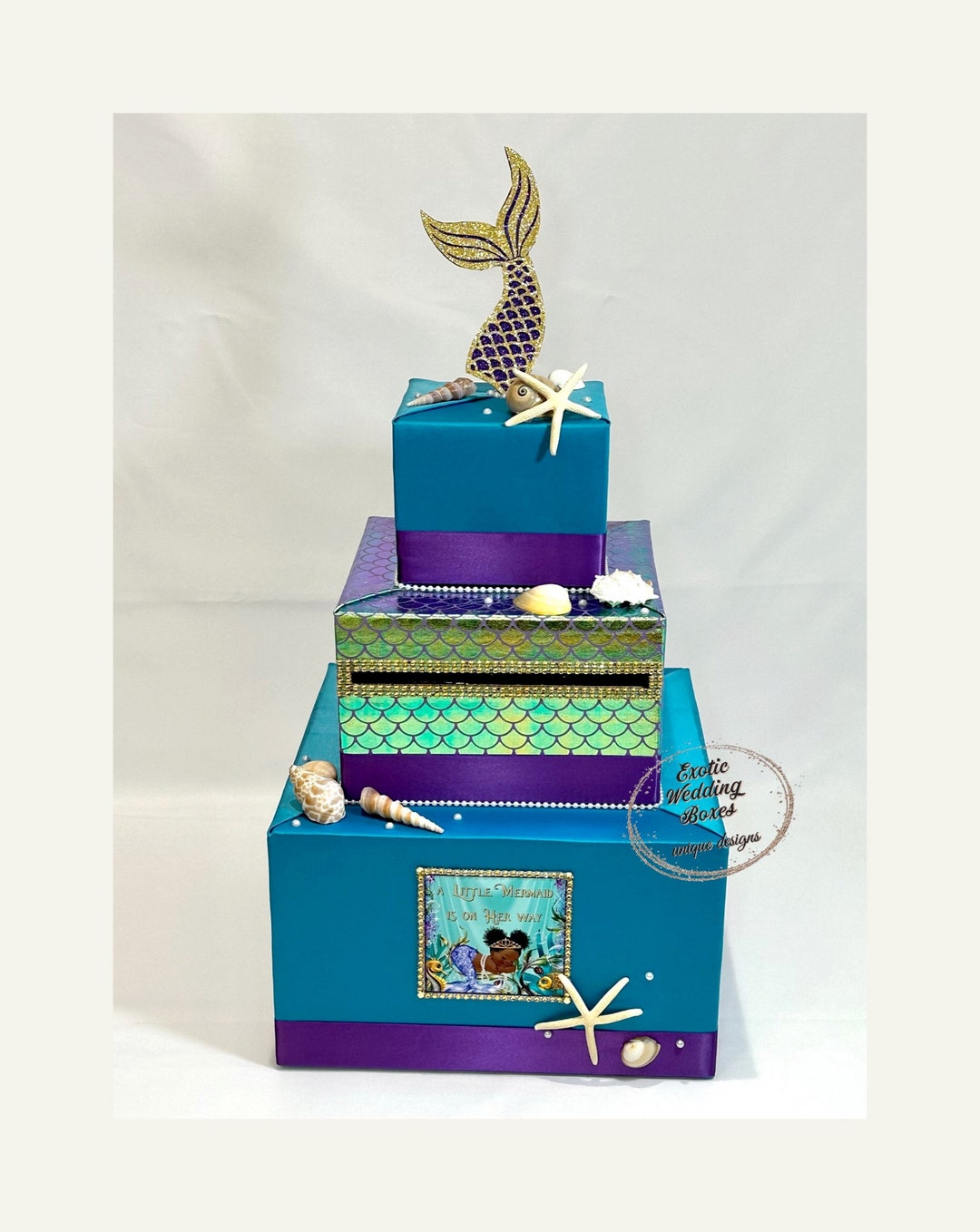Mermaid Themed Gift Card Box for Baby Showers, Birthdays - Etsy