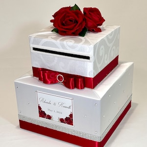 White and Red Card Box and Guest Book Set - Etsy
