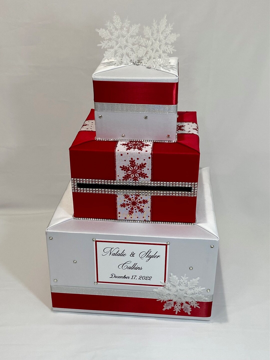 RED and WHITE Winter Themed Gift Card Box, Christmas Theme for Any ...