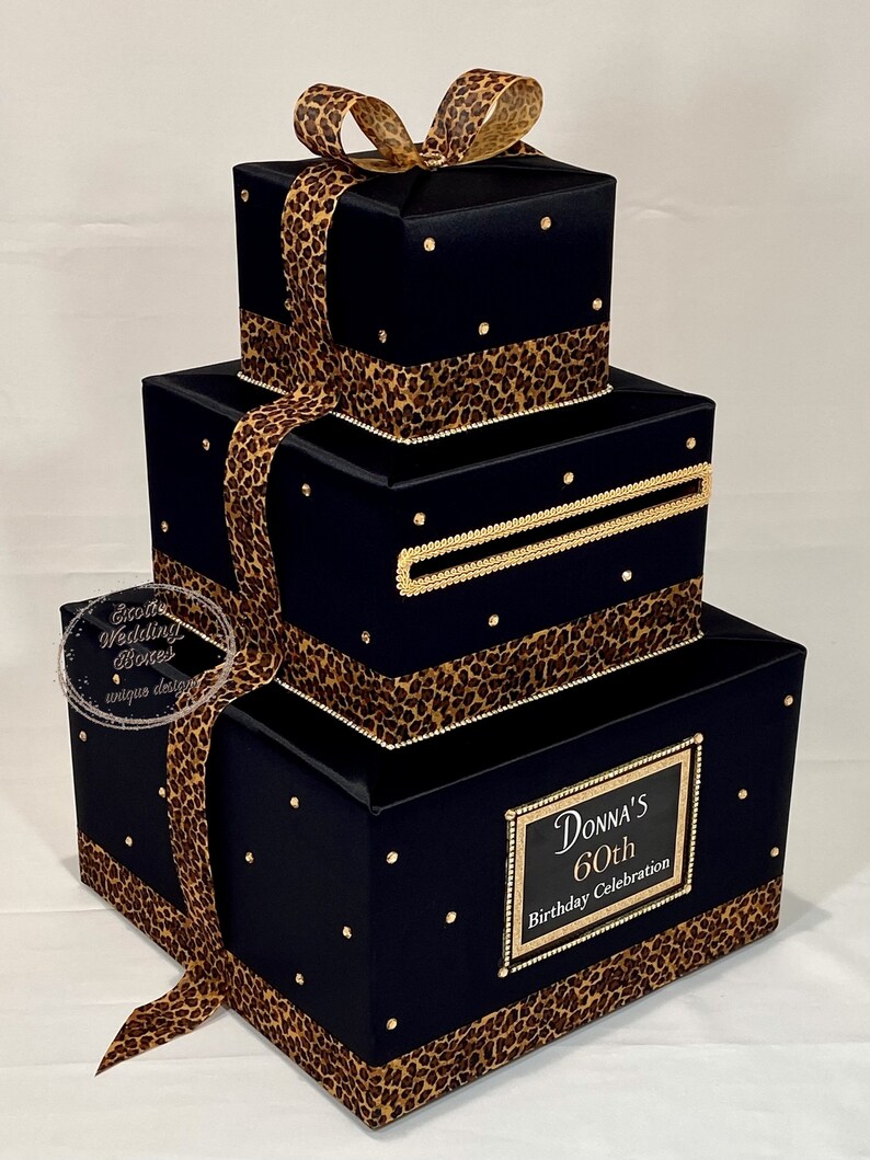 Cheetah Print/leopard Print Wedding Card Box-gold Rhinestones - Etsy