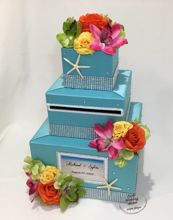 Beach Theme Wedding Card Box Nature Themed Wedding Card Box Lock Slot
