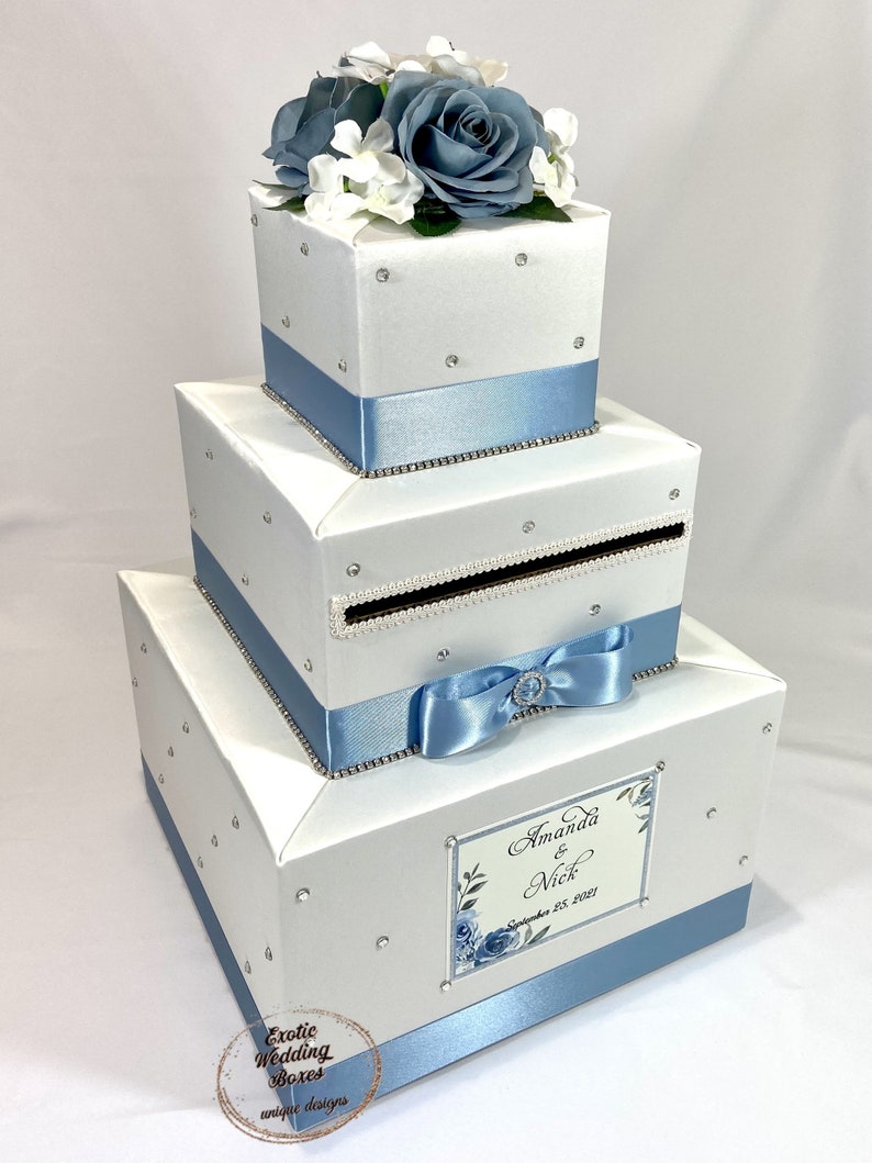 Dusty Blue and Ivory Wedding Card Box Dusty Blue Wedding - Etsy