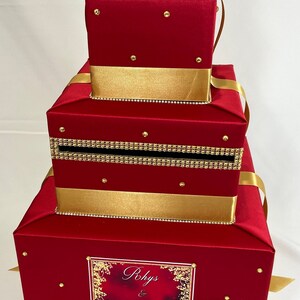 Red and Gold Christmas Themed Card Box, Red and Gold Winter Themed ...