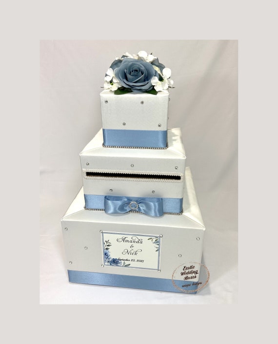Dusty Blue and Ivory Wedding Card Box Dusty Blue Wedding - Etsy