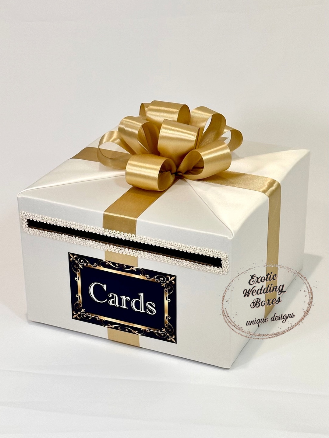 Ivory and Gold Single Card Box - Etsy