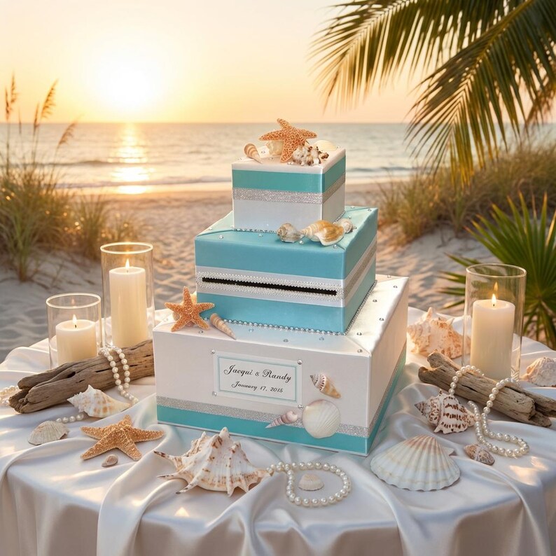 Beach- Ocean-seashells Theme Wedding Card Box-any Colors - Etsy