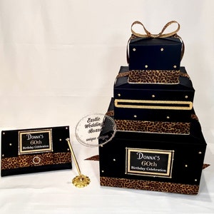 Cheetah Print/leopard Print Wedding Card Box-gold Rhinestones - Etsy