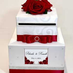 White and Red Card Box and Guest Book Set - Etsy