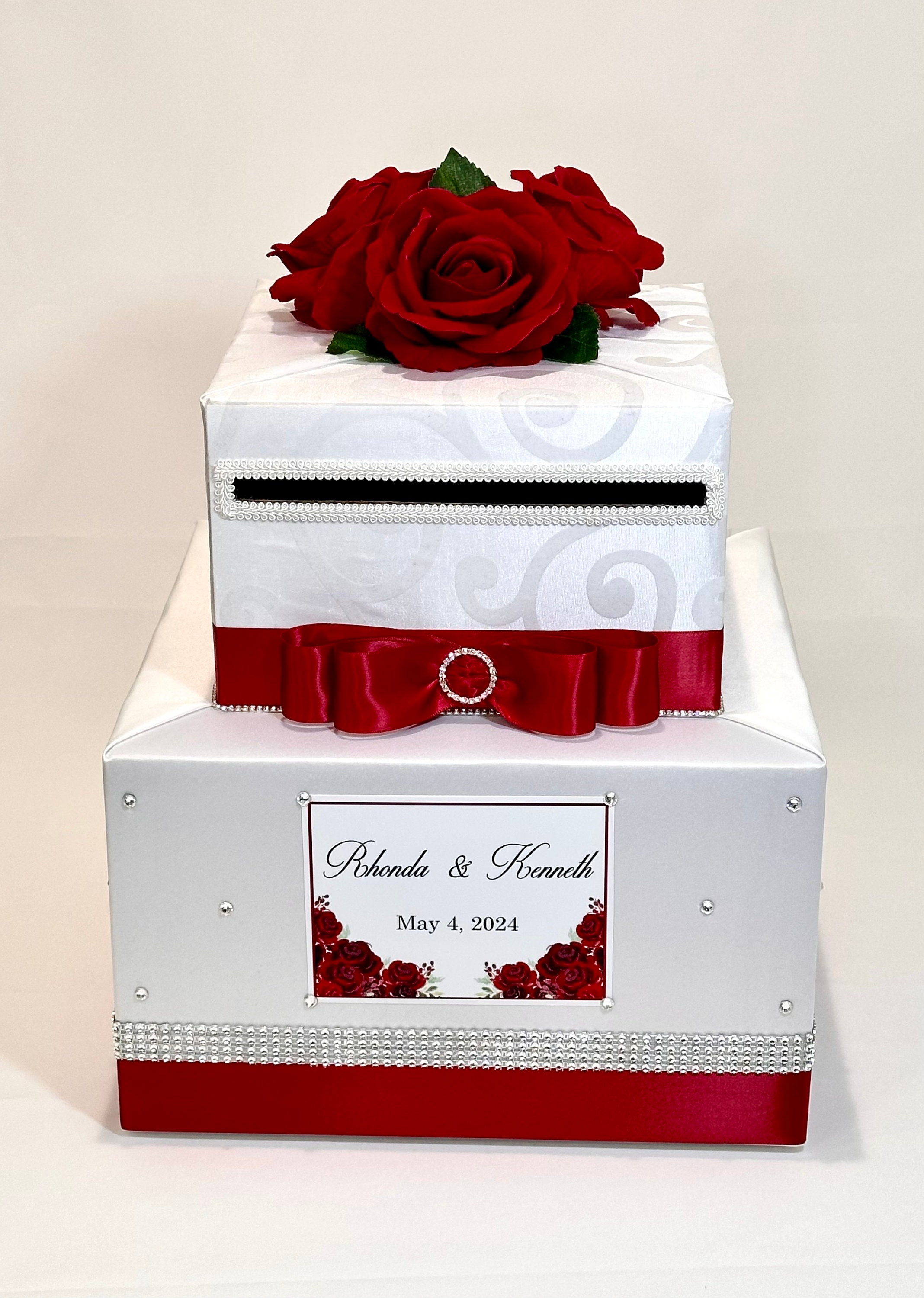 White and Red Card Box and Guest Book Set - Etsy