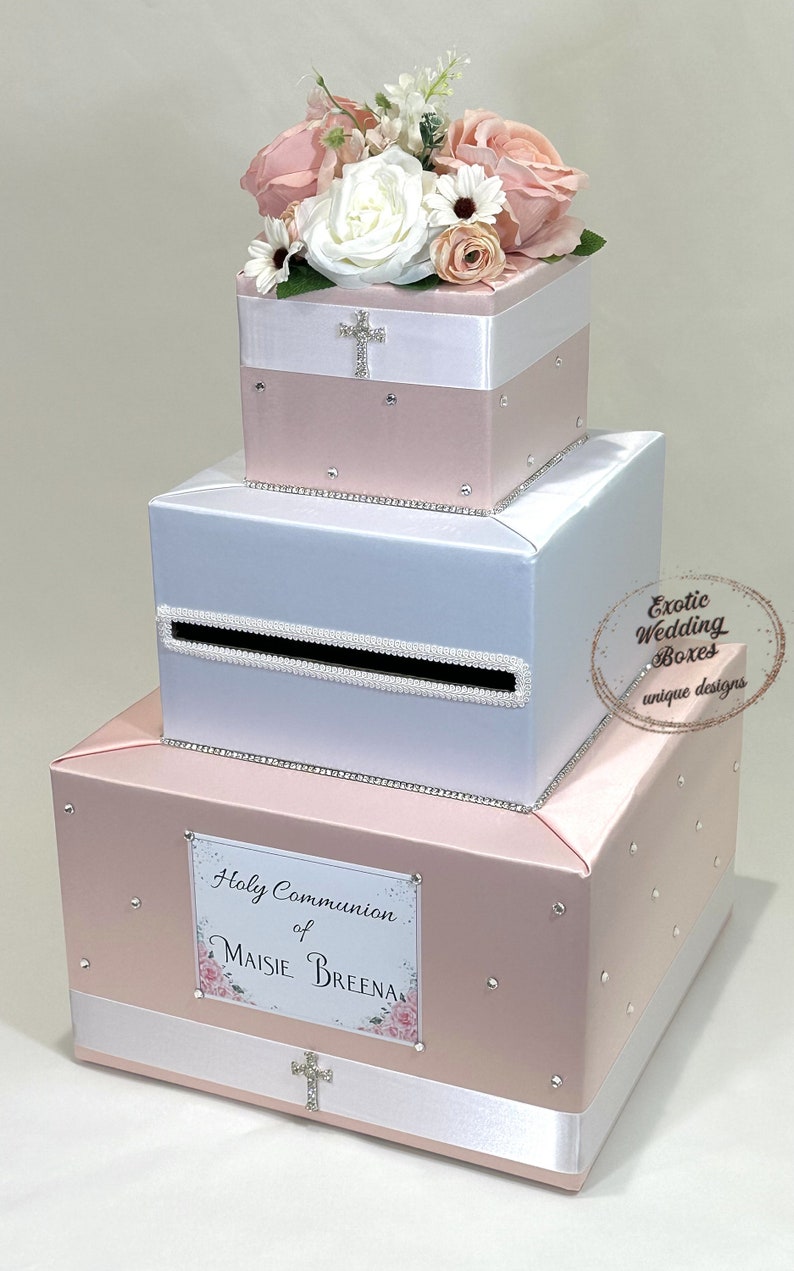 Holy Communion/ Baptism/ Christening Card Box -blush Pink and White - Etsy