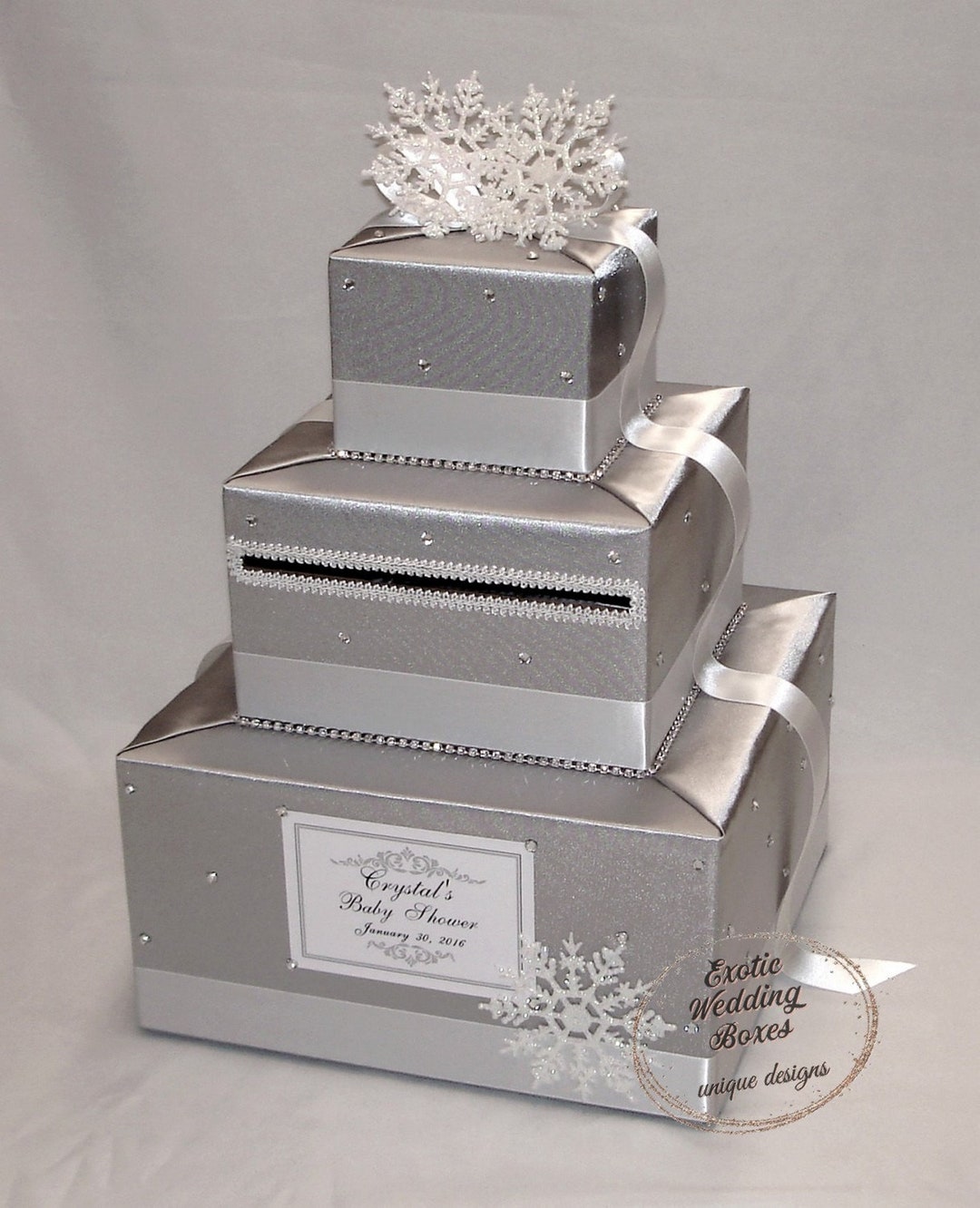 Winter Wonderland/snowflake Theme Card Box-silver and White-wedding ...