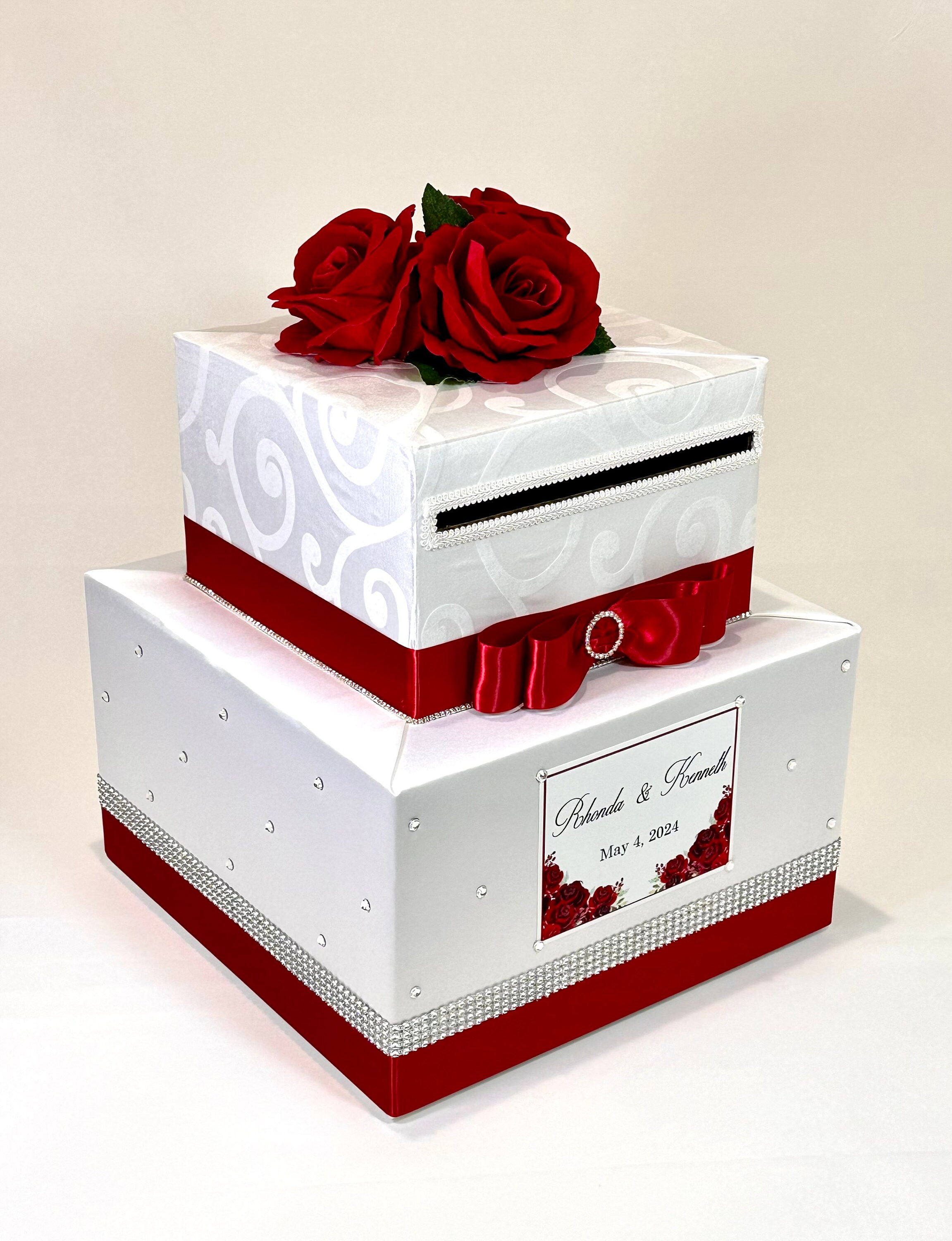 White and Red Card Box and Guest Book Set - Etsy