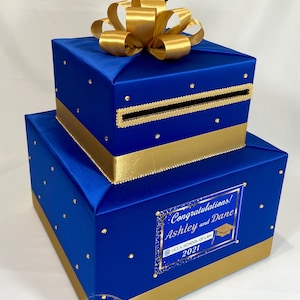Graduation Card Box in Royal Blue and Gold, Graduation Card Holder - Etsy