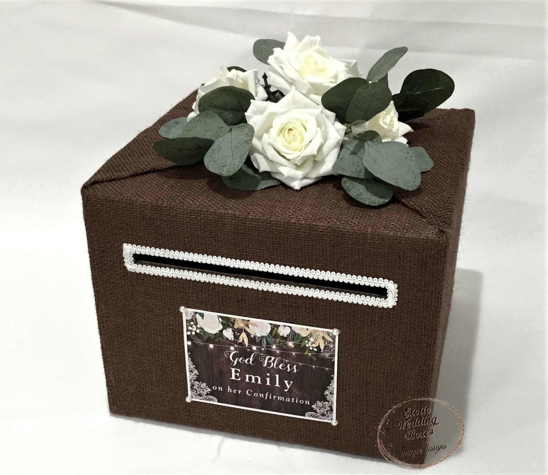 Rustic themed Card Box Card Holder Wishing Well in burlap | Etsy