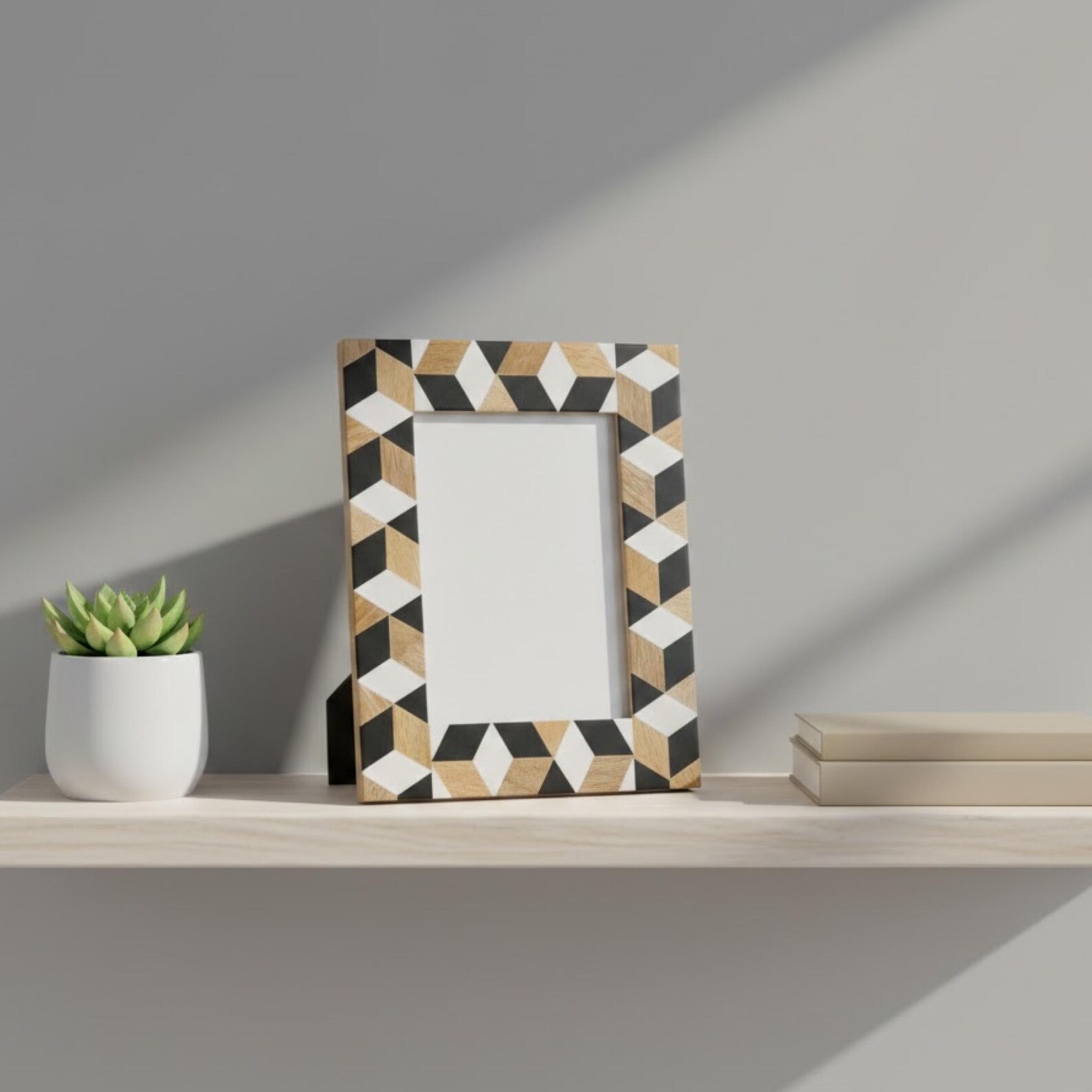 Wood & Resin Photo Frame | Geometric Pattern Picture Frame | Handmade ...