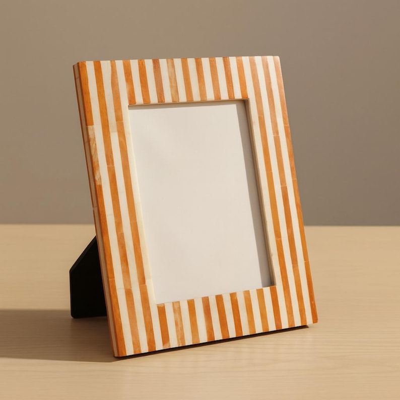 Blue Bone Inlay Photo Frame | Handmade Striped Picture Frame | Coastal ...