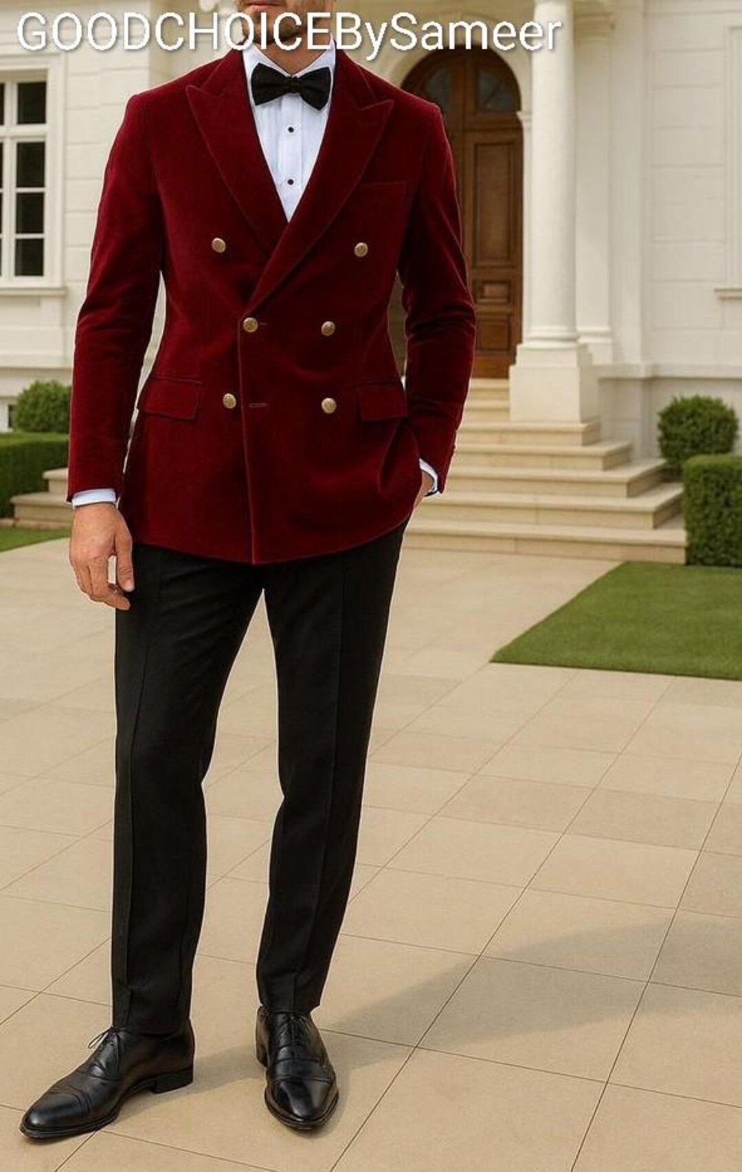 Men's Red Velvet Double-breasted Blazer, Luxury Tuxedo Jacket, Formal ...