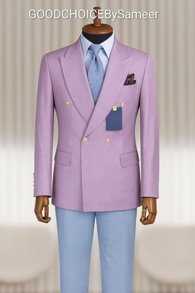 Lavender Double Breasted Suit for Men | Custom Tailored Blazer & Pants ...