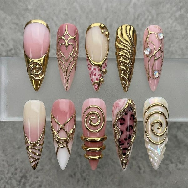Leopard Stiletto Nails - Etsy