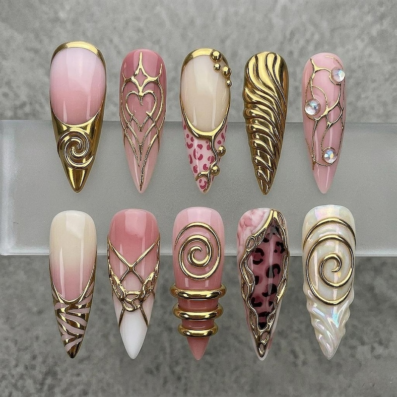 Leopard Stiletto Nails - Etsy
